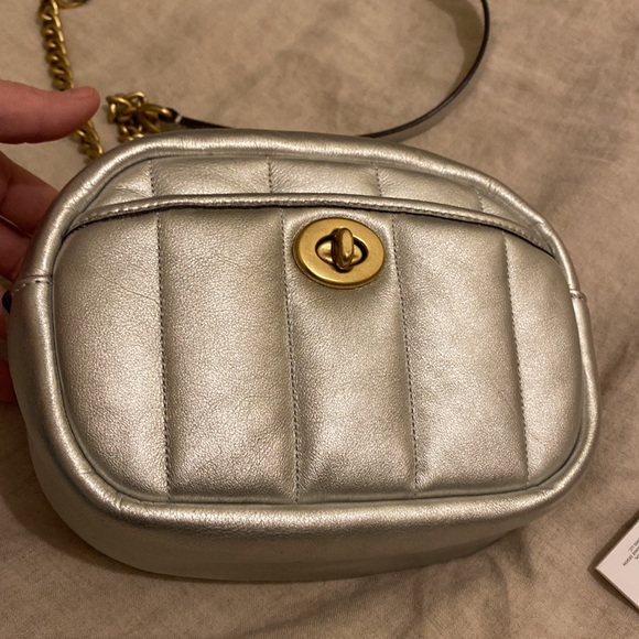 Coach | Bags | Coach Metallic Silver Quilted Crossbody Bag | Poshmark